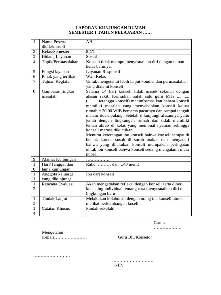 Laporan Kunjungan Rumah | PDF