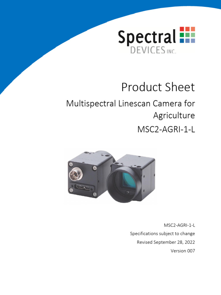 ProductSheet - MSC2 AGRI 1 L - Ver07 | PDF | Camera | Frame Rate