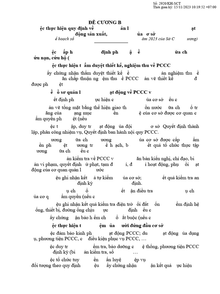 De Cuong BC Cua Co So - Kem Theo KH Kiem Tra | PDF