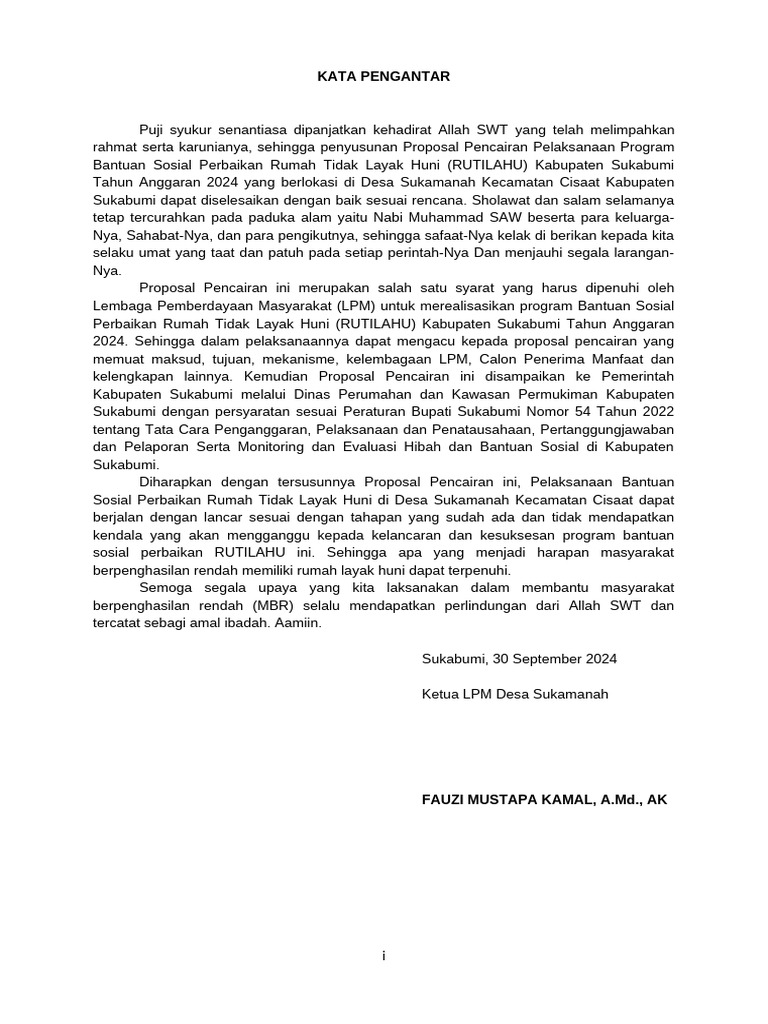 Proposal Bantuan RUTILAHU 2024 | PDF