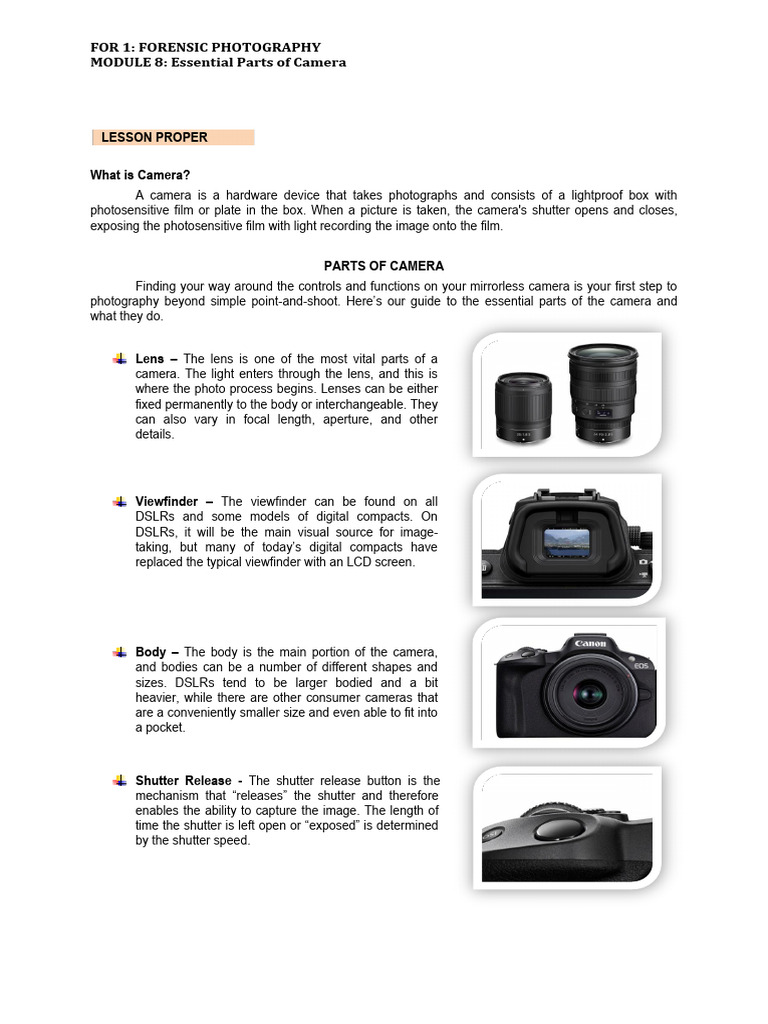 MODULE 8. Lesson Proper | PDF | Camera | Aperture