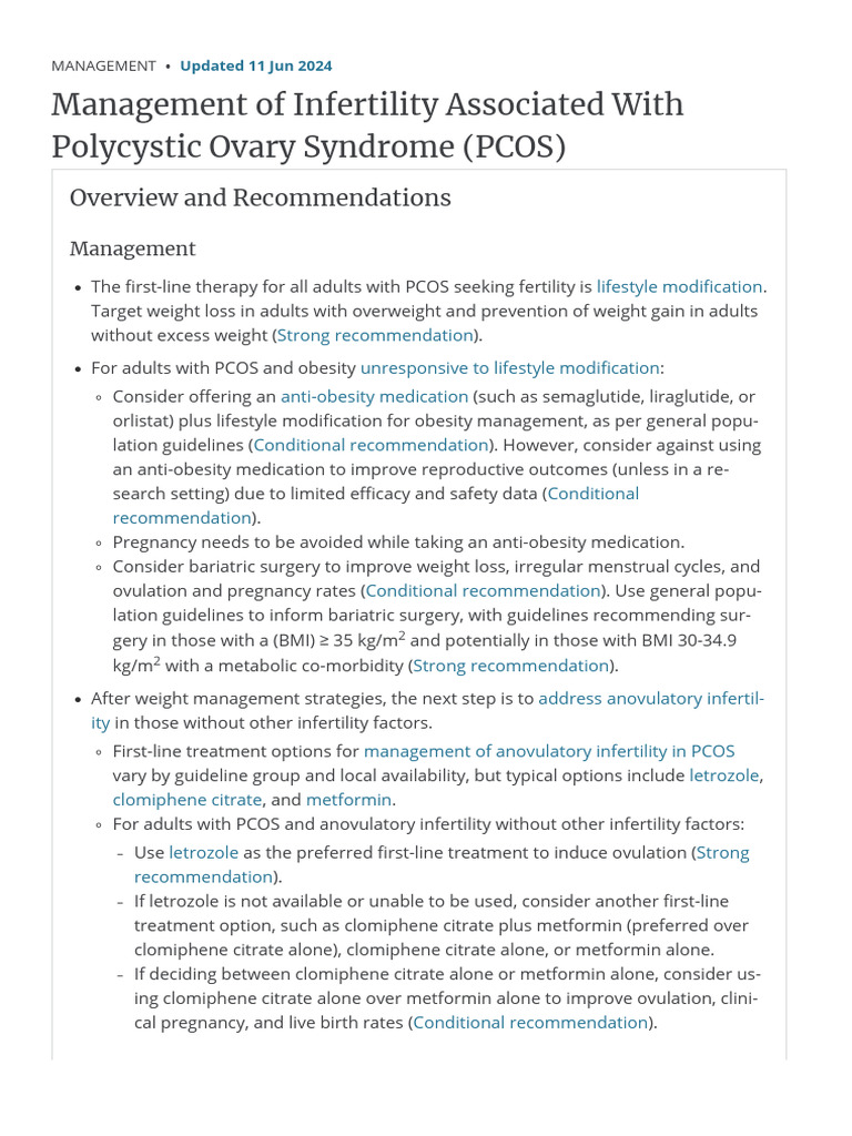 Management of Infertility Associated With Polycystic Ovary Syndrome ...
