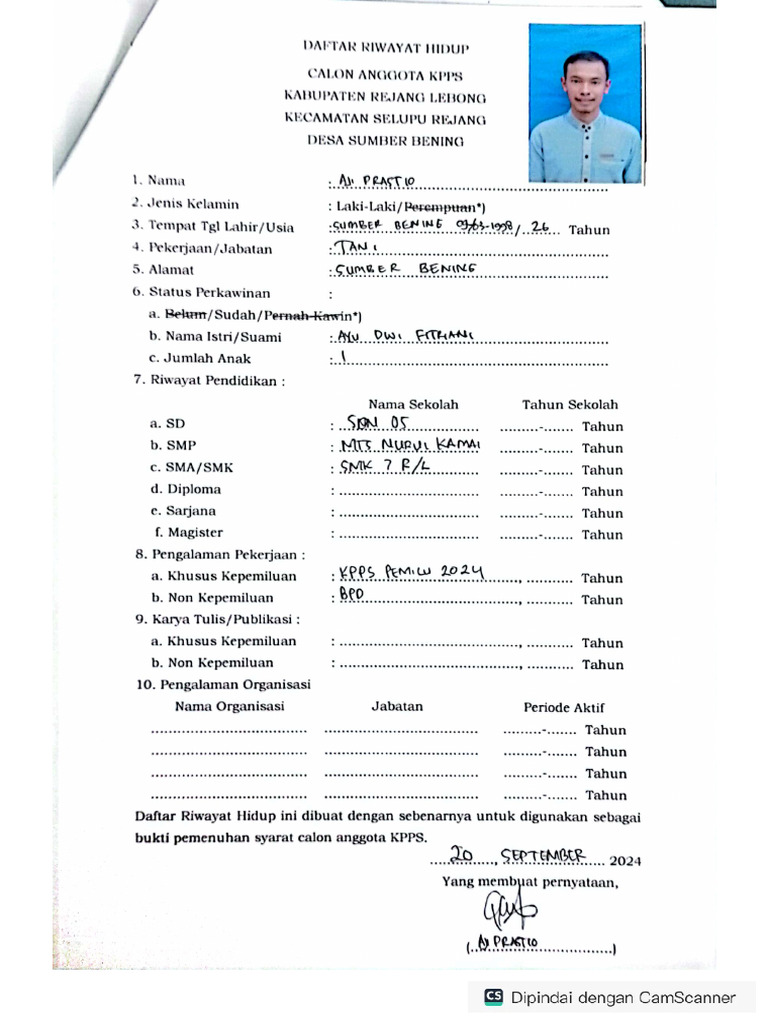 daftar riwayat hidup aji | PDF