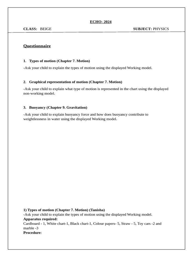 ECHO Biege Physics Questions | PDF | Gravity | Physics