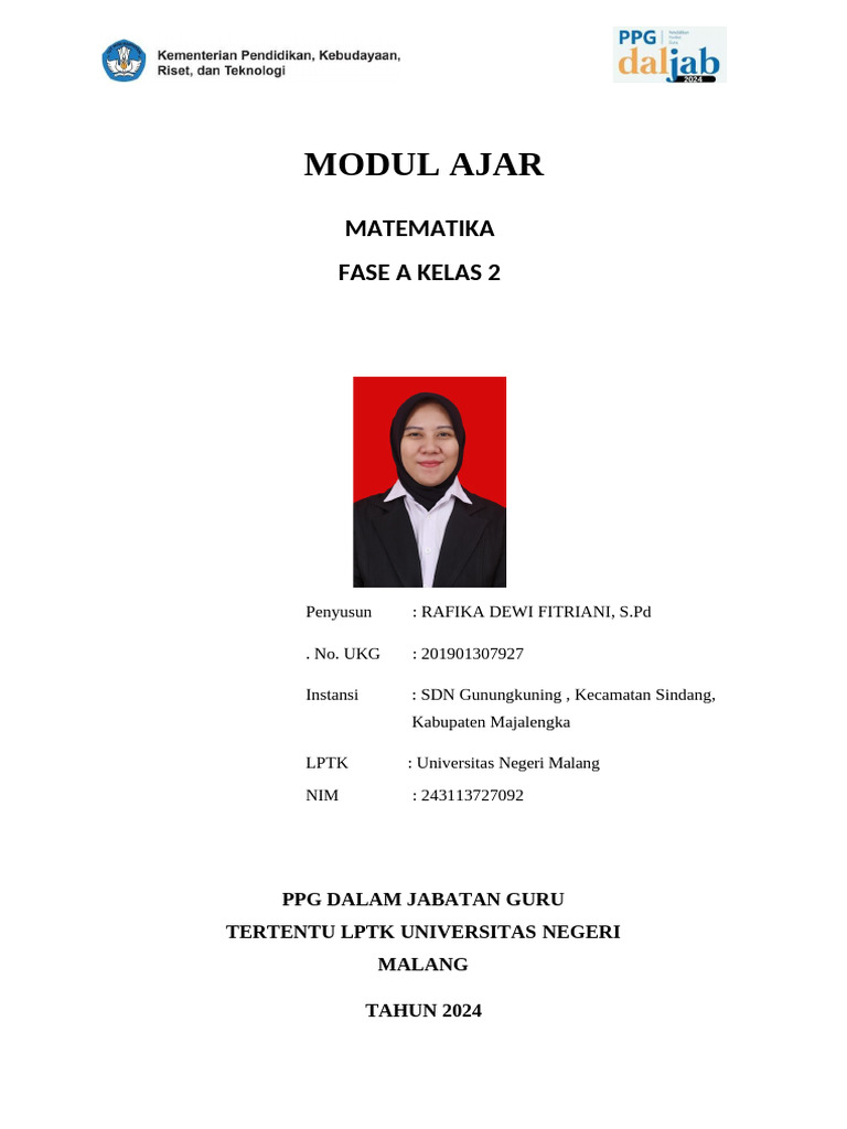 Modul Ajar MTK Ukin Bangun Datar KLS 2 | PDF