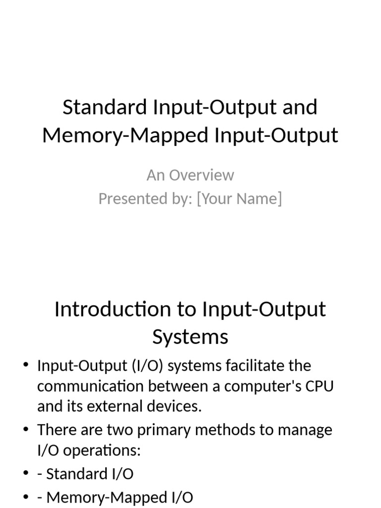 Standard Vs Memory Mapped IO | PDF | Input/Output | Computer Data Storage