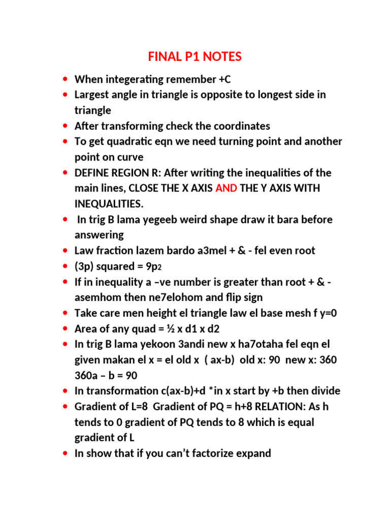 Essential Geometry and Trigonometry Notes | PDF