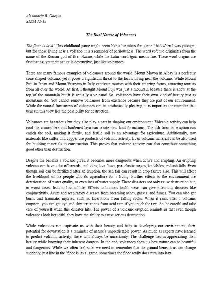 The Dual Nature of Volcanoes | PDF | Volcano | Types Of Volcanic Eruptions