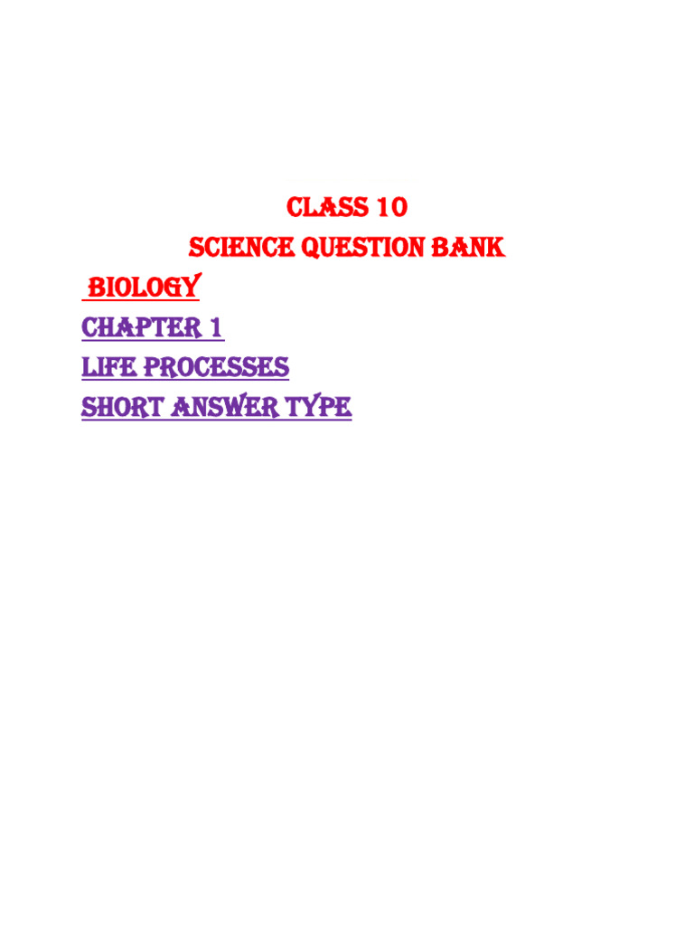 Class 10 Science Biology Question Bank | PDF | Chemical Compounds ...