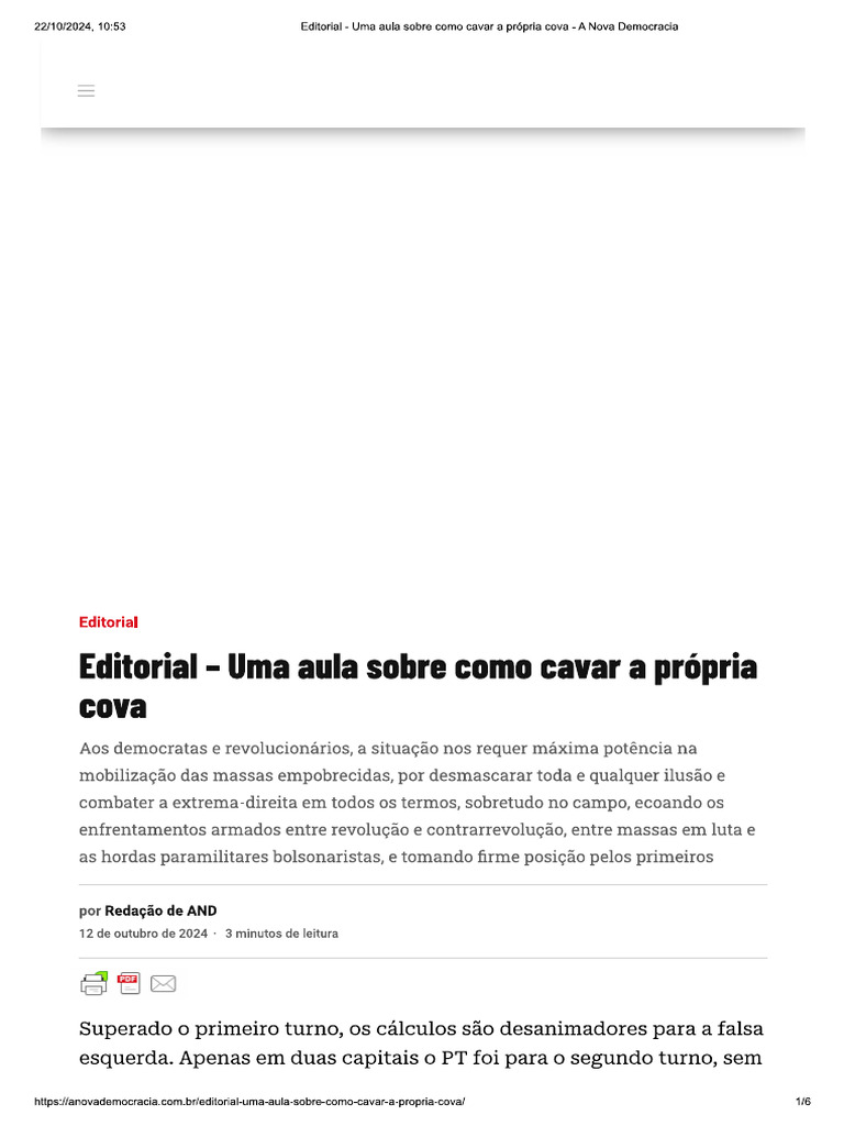 Uma Aula de Como Cavar A Própria Cova | PDF