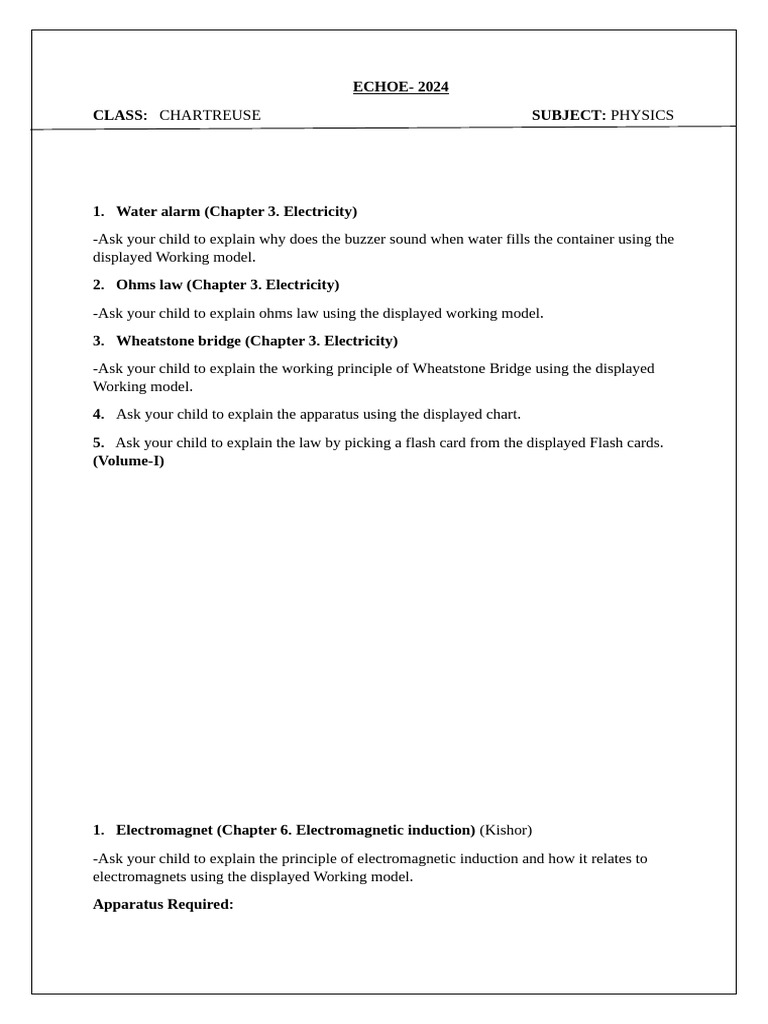 ECHO Chartreuse Physics Questions | PDF | Inductor | Electromagnetic ...