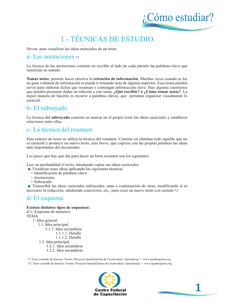 Técnicas de estudio | PDF | Habilidades de estudio