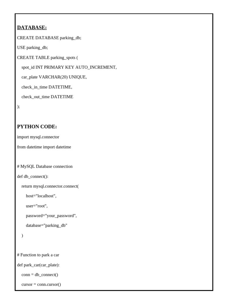 Parking Management System Code Pdf Data Management Software