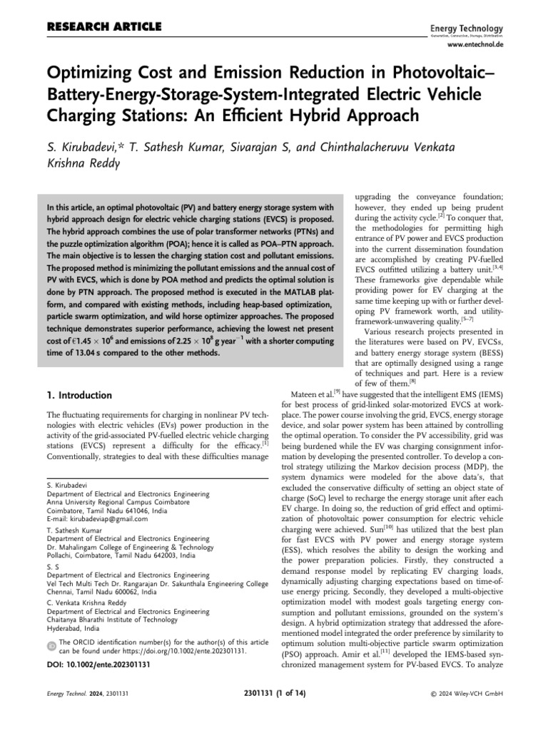 Optimizing Cost and Emission Reduction in Photovoltaic-Battery-Energy-Storage-System-Integrated ...