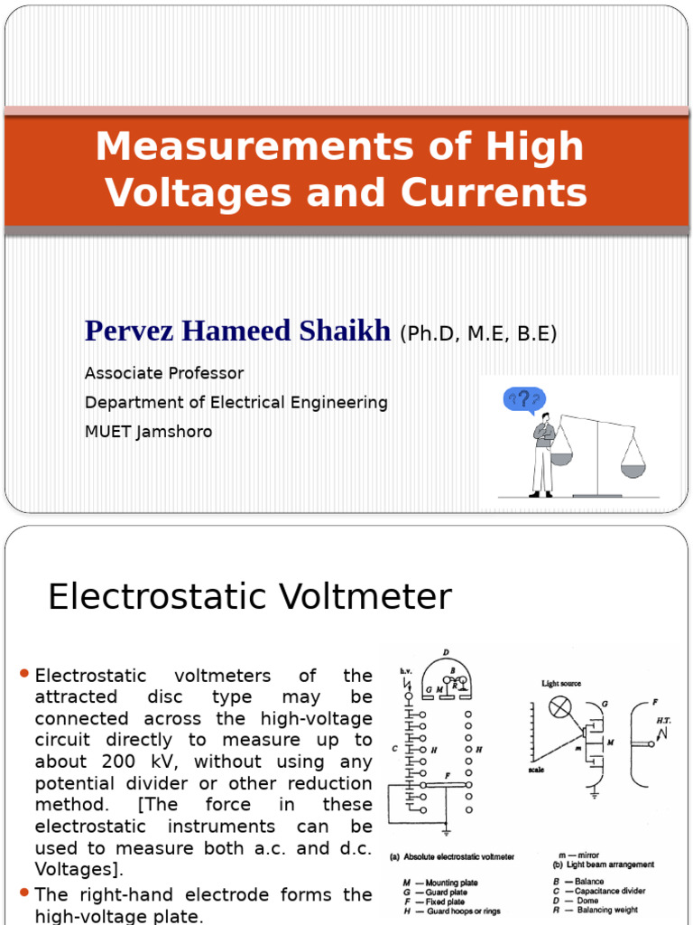 Lec#7 Measurement of High Voltage and Current - Electrostatic Voltmeter ...
