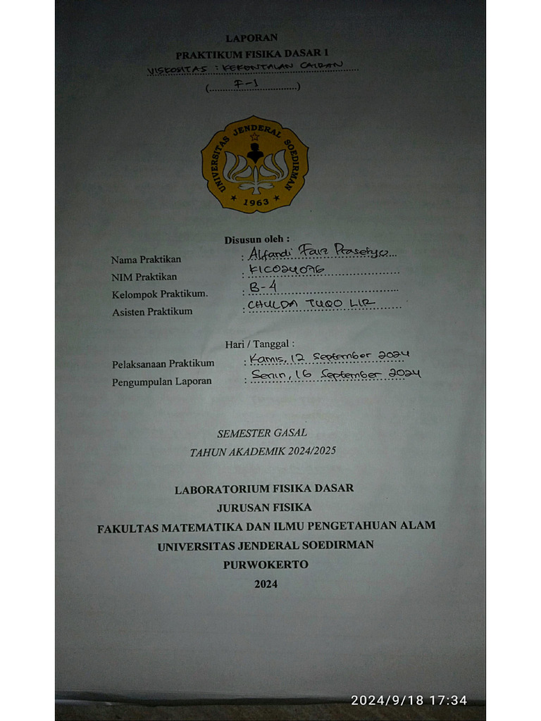 Laporan Praktikum Fisika Dasar Viskositas | PDF