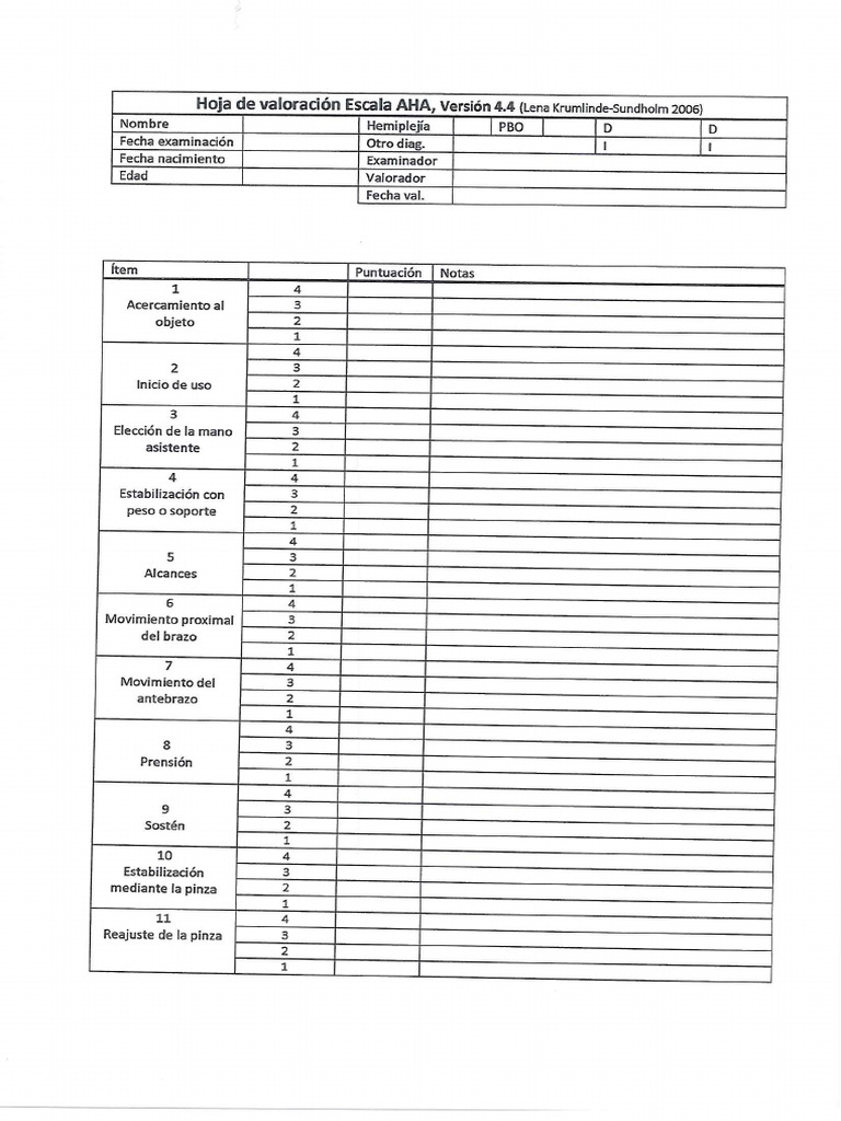 Registro Escala AHA | PDF