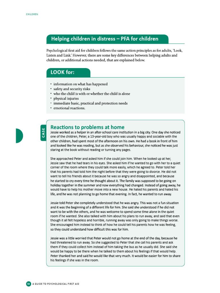 PFA (Children & Group) | PDF | Psychology | Behavioural Sciences