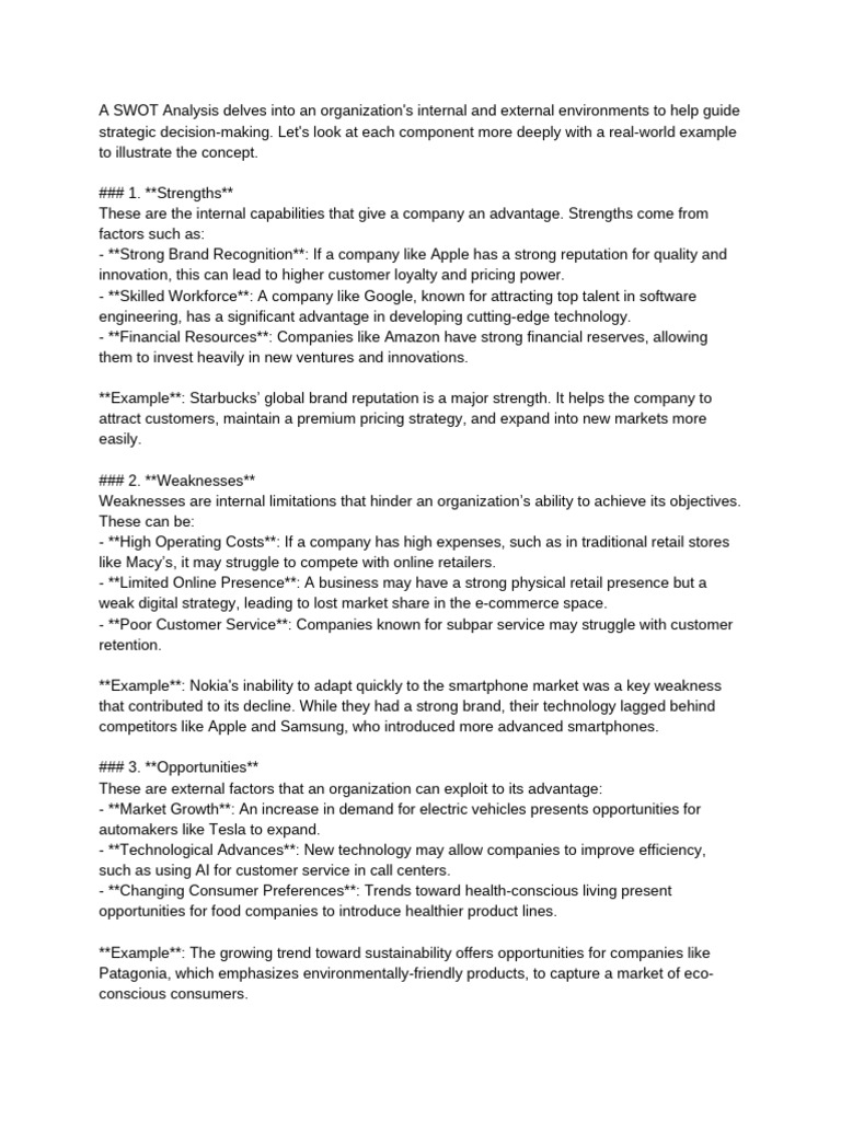 A SWOT Analysis Delves Into An Organizations Internal and External ...
