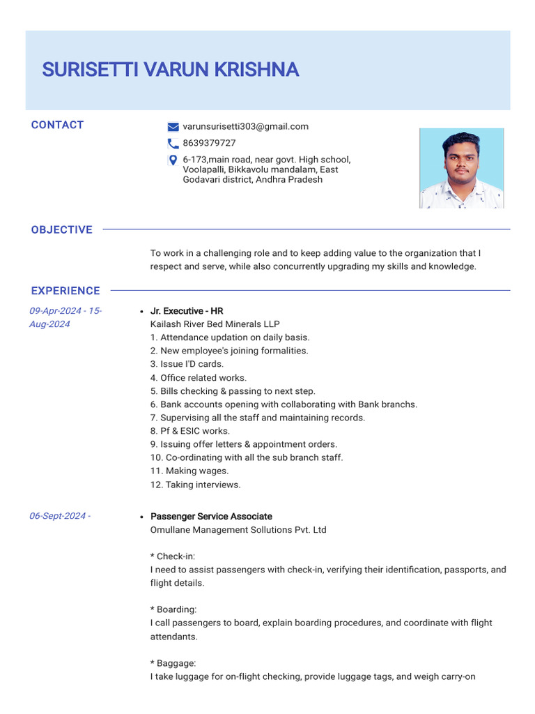 Surisetti Varun Krishna CV G2 | PDF