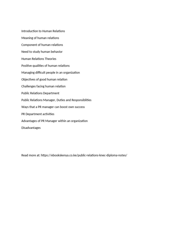 Introduction To Human Relationscourse Outline | PDF