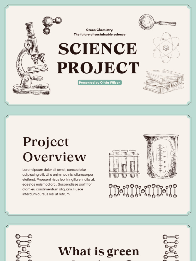 Cream and Green Illustrative Science Project Presentation PDF | PDF