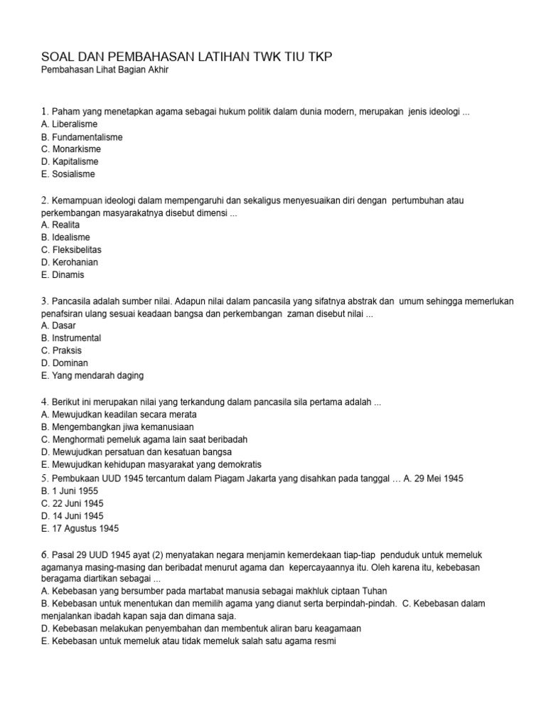 Latihan Soal TWK, TIU, TKP | PDF