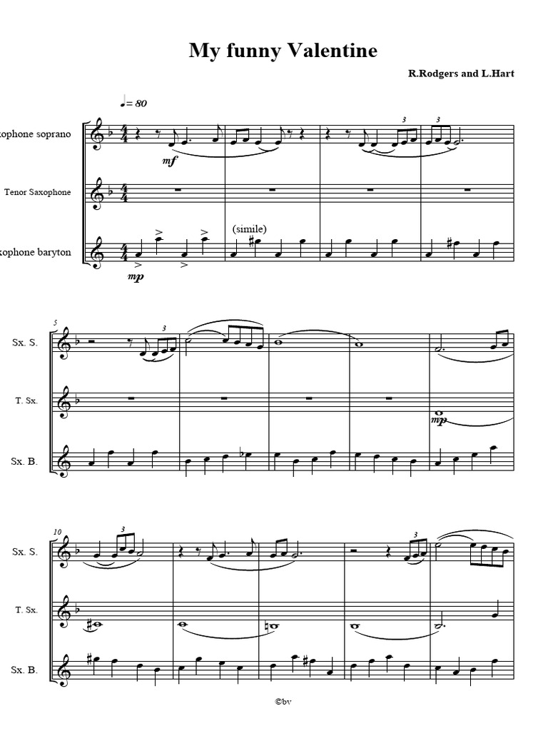 My Funny Valentine Conversation | PDF | Saxophone | Woodwind Instruments