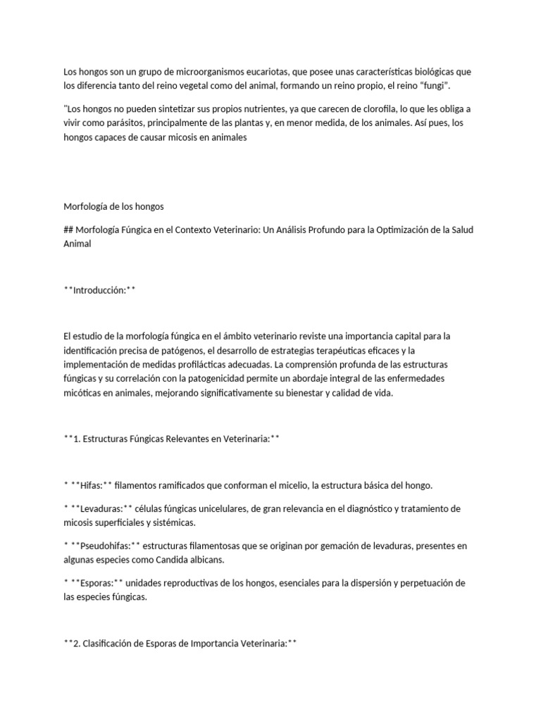 Morfología Fúngica en Veterinaria: Claves para la Salud Animal | PDF ...