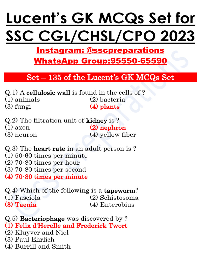 Lucent GK MCQ Set-135 | PDF | Vein | Glucose