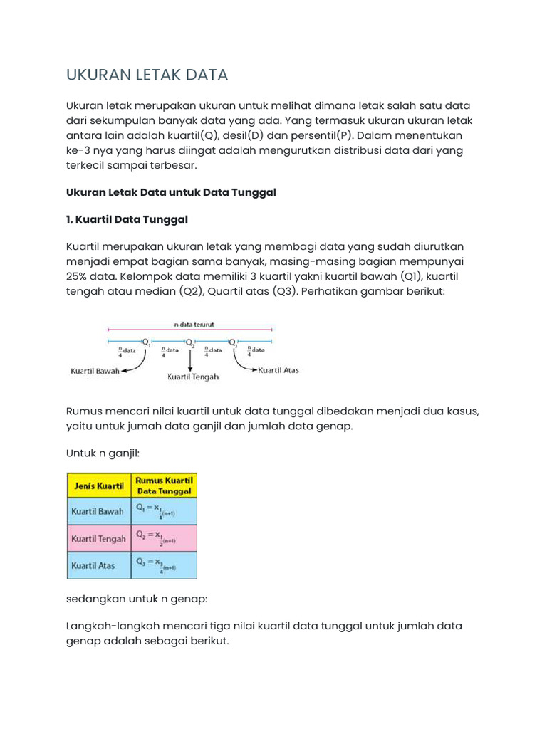 Materi - UKURAN LETAK DATA - Kelas 12 | PDF