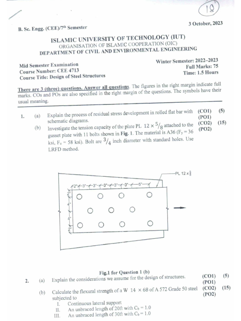 Steel Structures Exam Paper CEE 4713 | PDF | Truss | Building Engineering