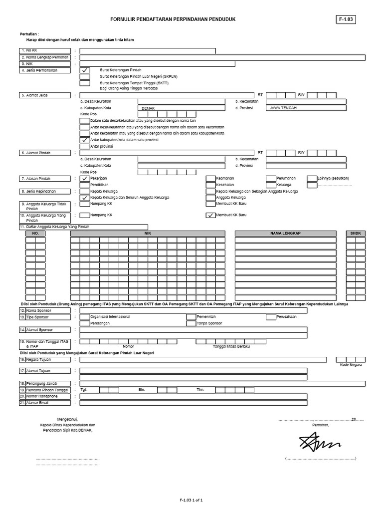 Formulir f1 03 | PDF