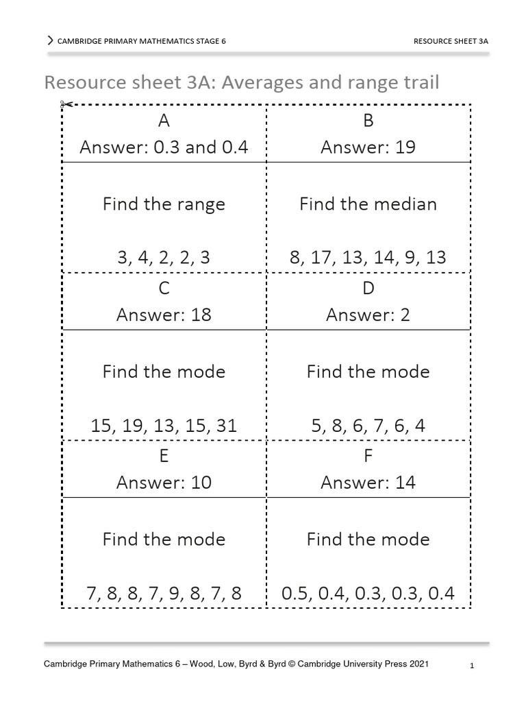 Prim Maths 6 2ed TR Resource 3a | PDF | Mathematics | Statistical Theory