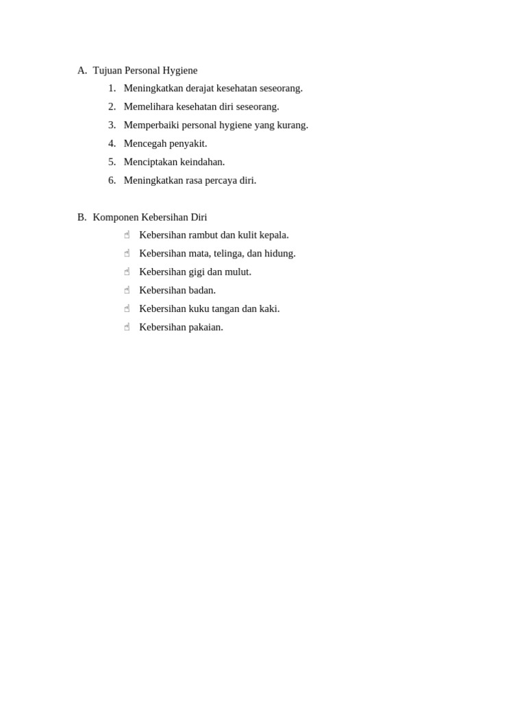 Tujuan Personal Hygiene | PDF