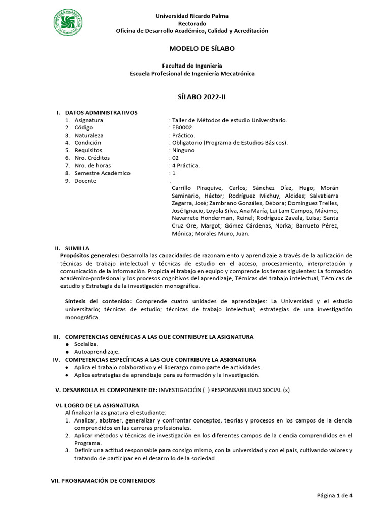 Modelo de Silabo | PDF | Evaluación | Aprendizaje