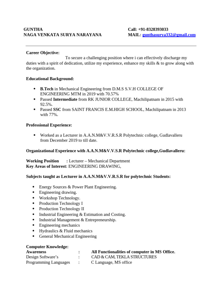 Surya Resume | PDF | Engineering