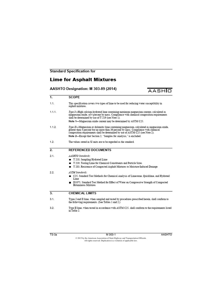 AASHTO M 303 2014 Pdi | PDF | Lime (Material) | Building Materials