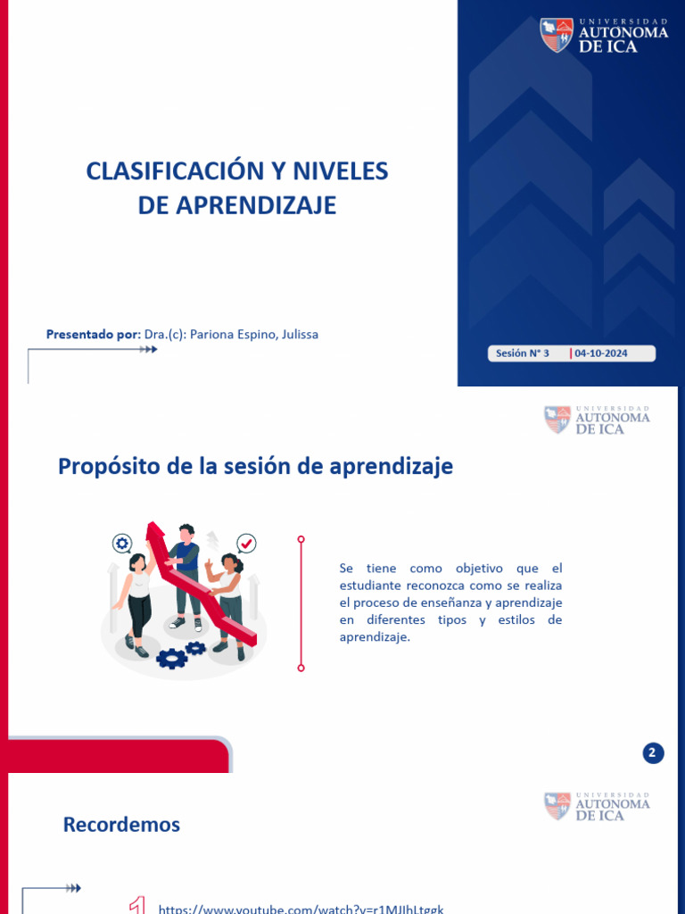SEMANA3 Clasificación y Niveles de Aprendizaje | PDF | Aprendizaje ...
