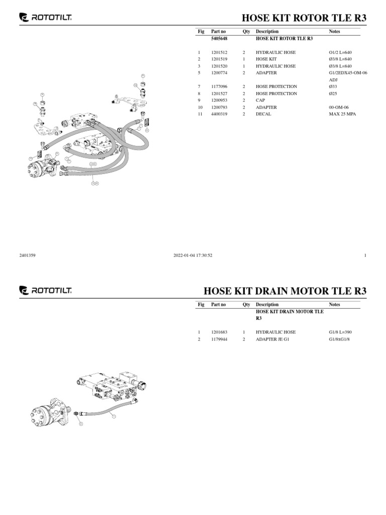 Rototilt R3 Hose Kit Details | PDF