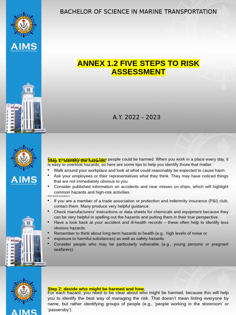 Risk Assessment Steps for Marine Safety | PDF | Risk | Occupational ...