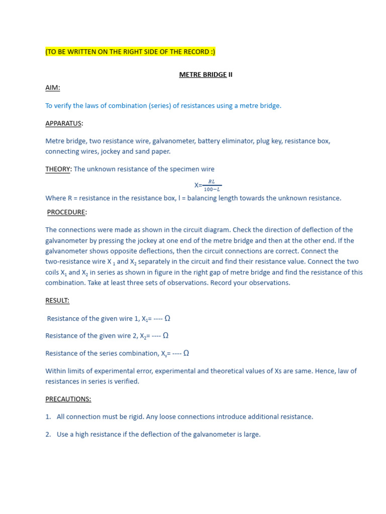 Metre Bridge II | PDF