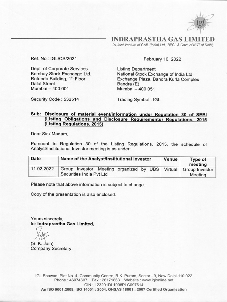 Reg 30 Update 100220221 | PDF