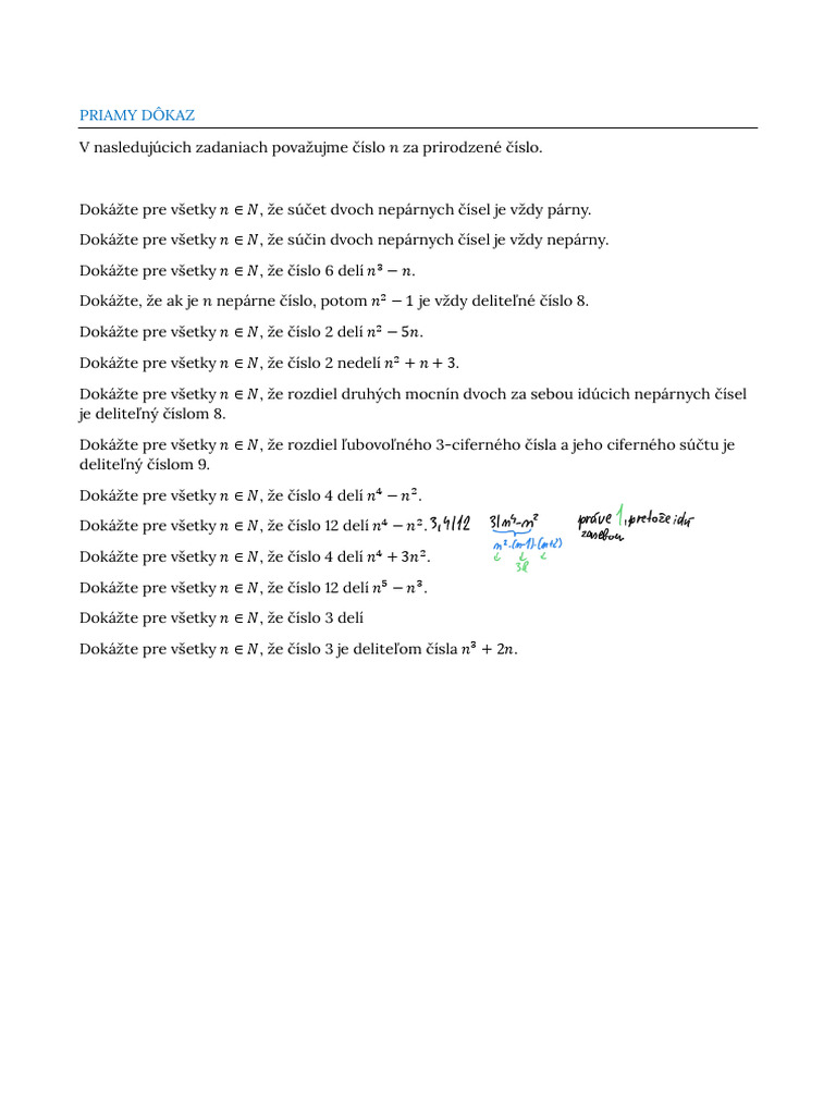 01 Priamy Dôkaz | PDF