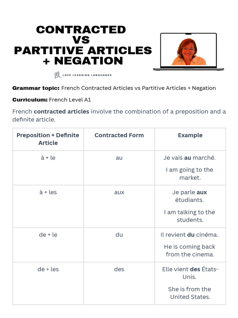 French Contracted vs Partitive Articles | PDF | Languages | Foreign ...