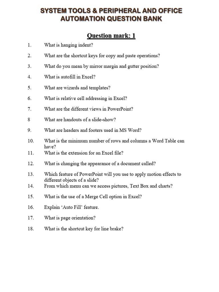 Computer Fundamental & Office Automation | PDF | Microsoft Excel | Microsoft Word