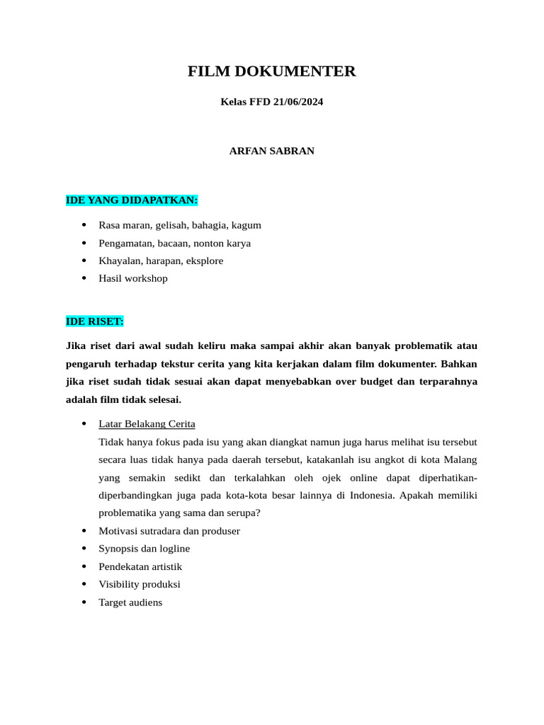 Proses Riset dalam Film Dokumenter | PDF