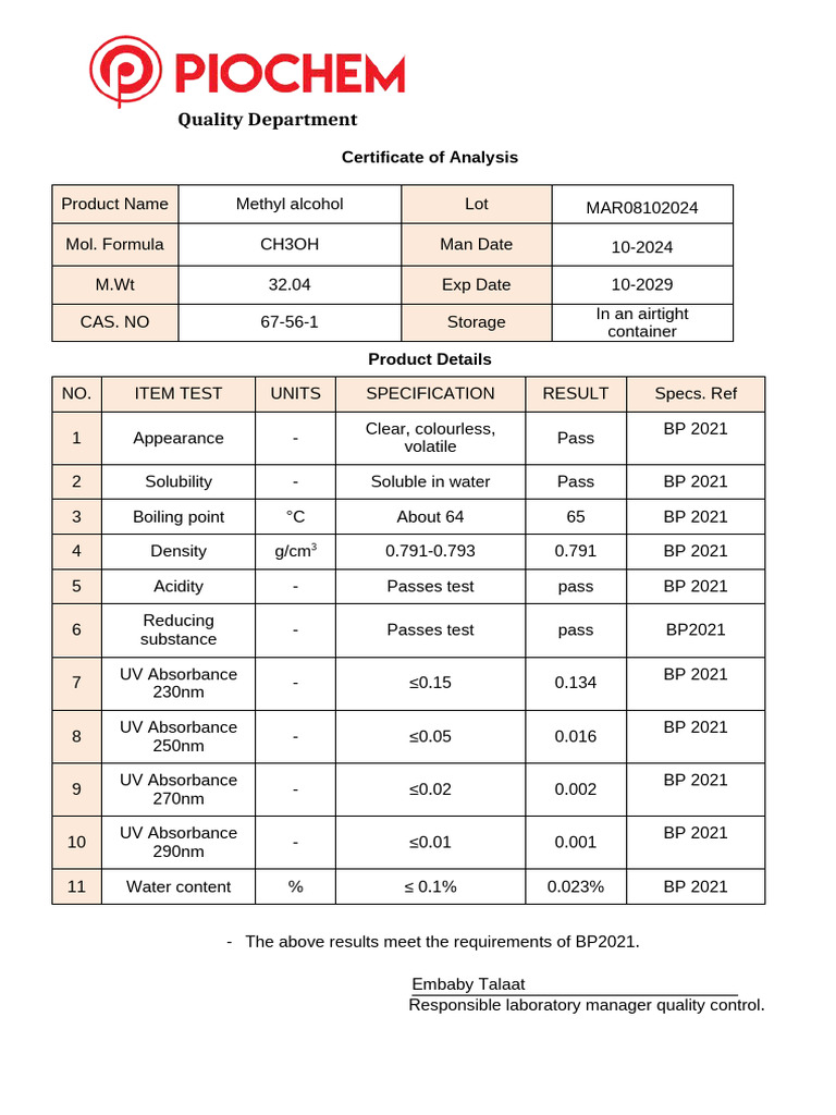 METHANOL RaW MAR08102024. | PDF | Methanol | Chemistry