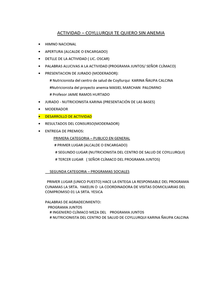 Actividad de Mañana | PDF