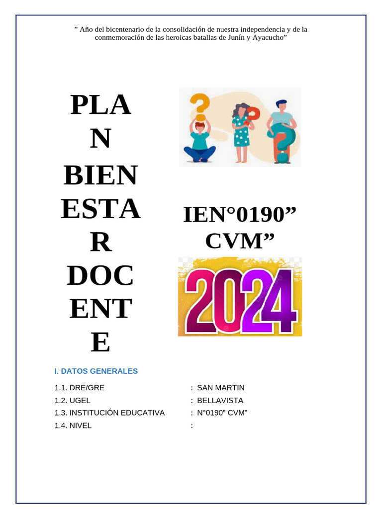 Plan de Bienestar Docente Iiee | PDF | Las emociones | Bienestar